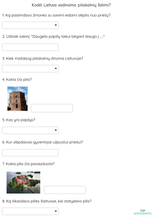 Interactive worksheets and online exercises in lithuanian | TopWorksheets