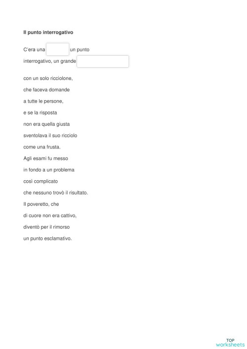 Interactive worksheets and online exercises in italian | TopWorksheets