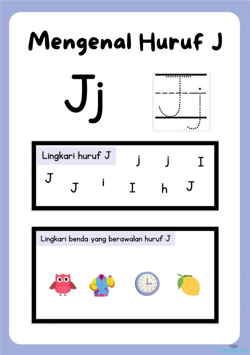 MENULIS HURUF J. Interactive worksheet | TopWorksheets
