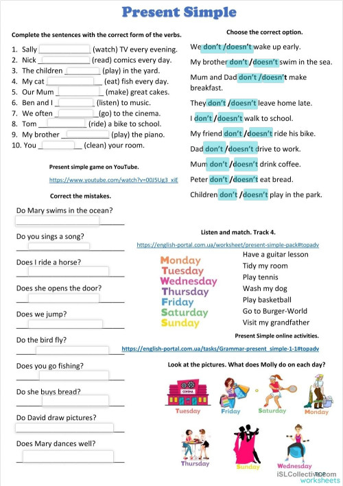 Present Simple. Interactive worksheet | TopWorksheets