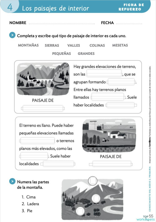 Paisajes de interior. Ficha interactiva | TopWorksheets