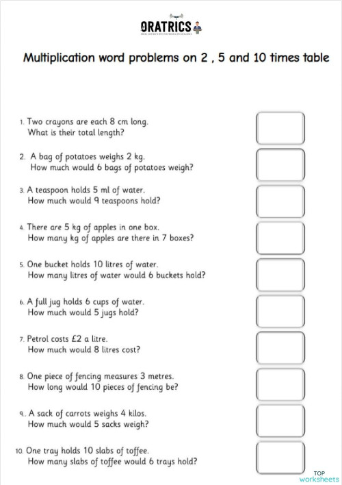 Multiplication WW. Interactive worksheet | TopWorksheets