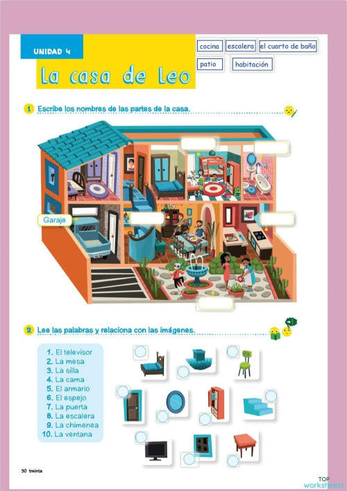 Las partes de la casa: fichas interactivas y ejercicios online ...
