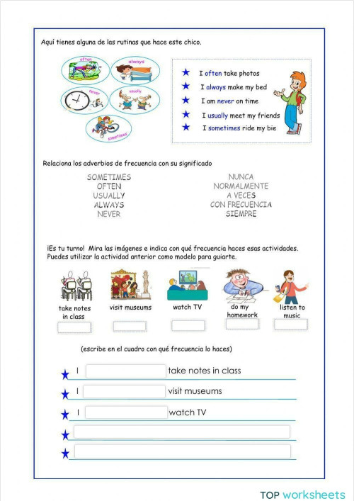 Routines. Interactive worksheet | TopWorksheets