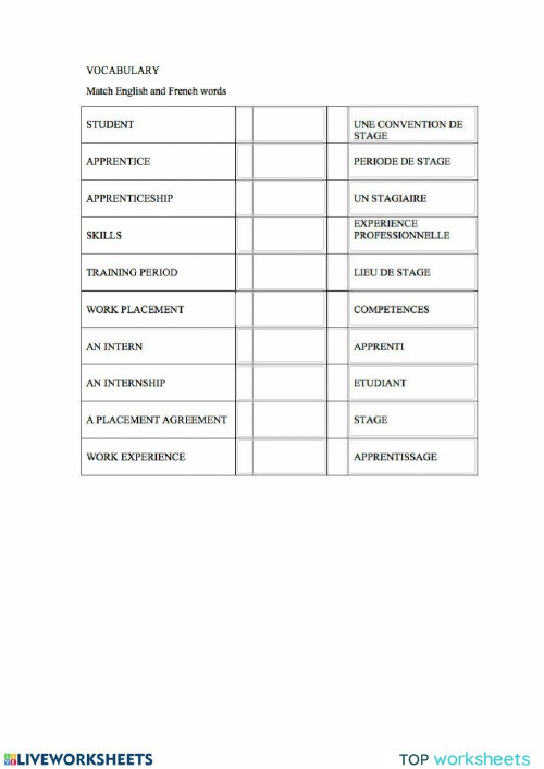 vocabulary training time. Interactive worksheet | TopWorksheets