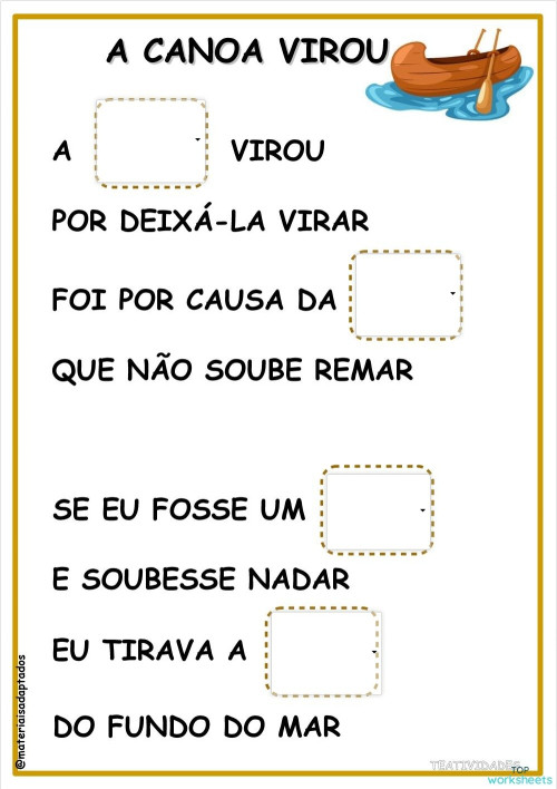 A CANOA VIROU. Ficha interativa | TopWorksheets