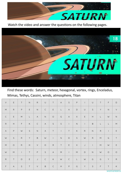 Saturn: A crash course. Interactive worksheet | TopWorksheets