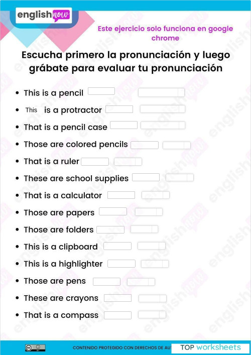 Fichas interactivas y ejercicios online en español | TopWorksheets