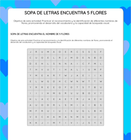 SOPA DE LETRAS ENCUENTRA 5 FLORES. Ficha interactiva | TopWorksheets