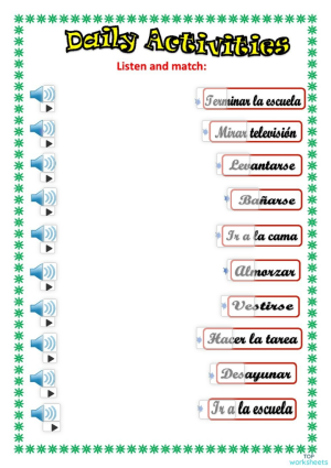 DAILY ACTIVITIES LISTENING 4º. Ficha interactiva | TopWorksheets