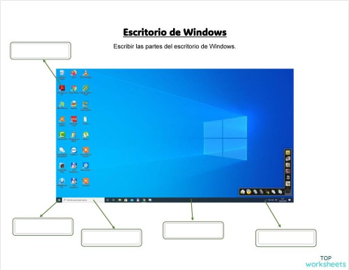 Partes del Escritorio de Windows. Ficha interactiva | TopWorksheets