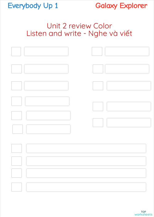 Everybody Up 1: Unit 2 review 2 colors. Interactive worksheet ...