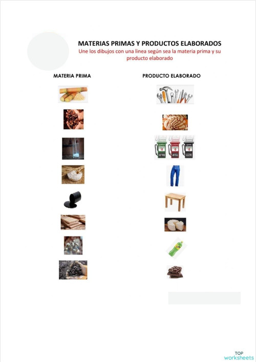 Materias primas. Ficha interactiva | TopWorksheets