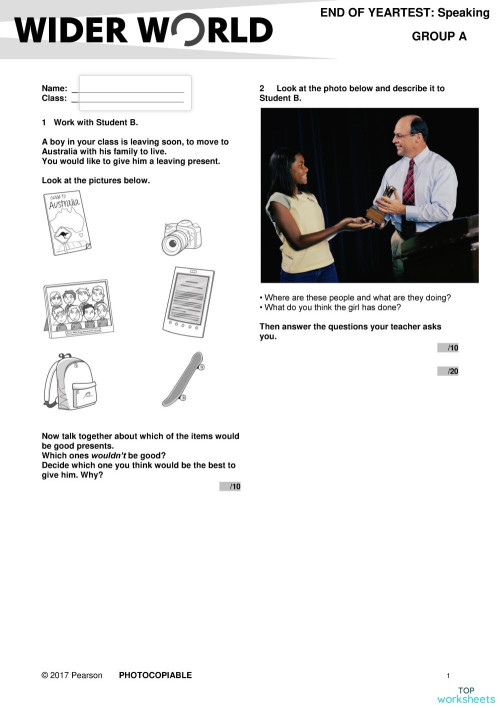 Wider world speaking. Interaktives Arbeitsblatt | TopWorksheets