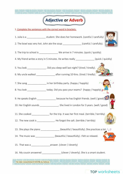 Adjective or adverb interactive for Elementary. Interactive worksheet ...
