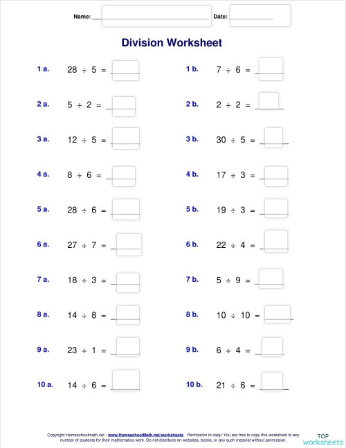 Division with remainders. Interactive worksheet | TopWorksheets