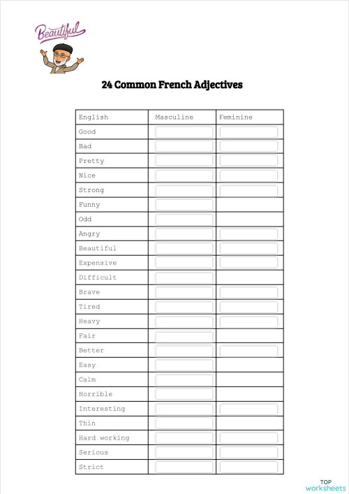 French: interactive worksheets and online exercises | TopWorksheets