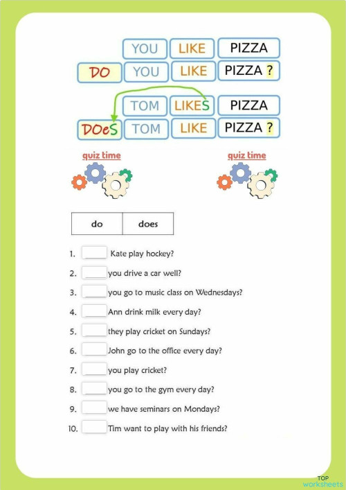 present simple questions. Interactive worksheet | TopWorksheets