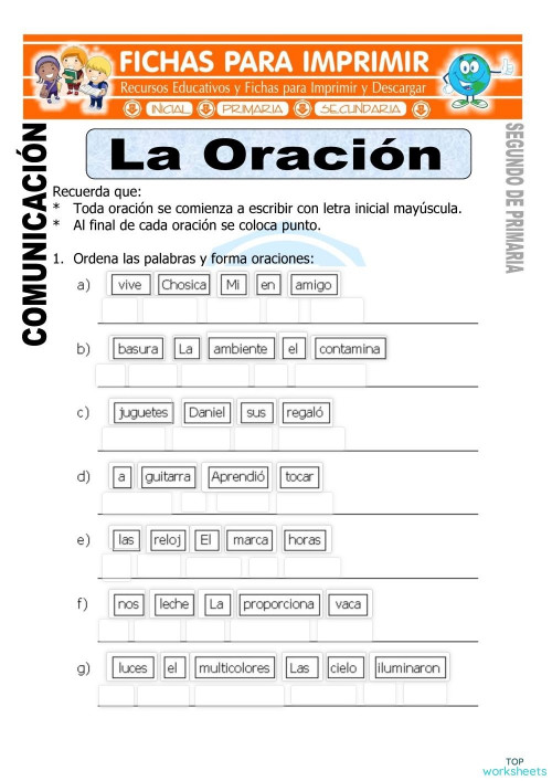 Acentuación: fichas interactivas y ejercicios online | TopWorksheets
