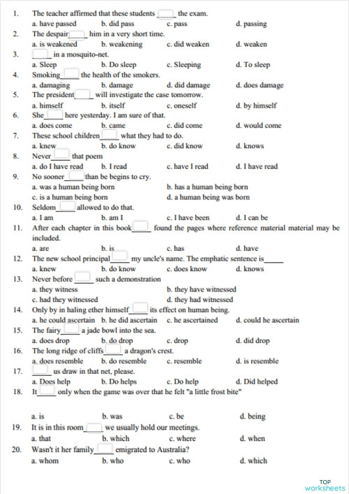EMPHATIC FORMS 01. Interactive worksheet | TopWorksheets