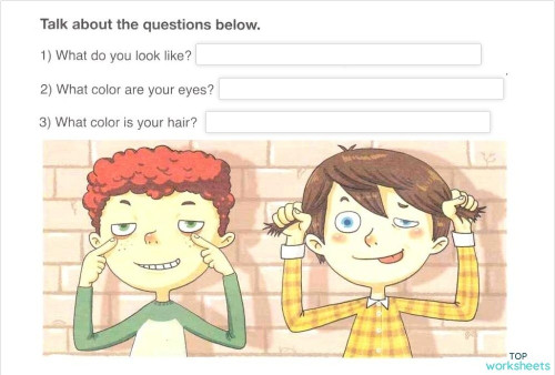 My monster has long brown hair. Interactive worksheet | TopWorksheets