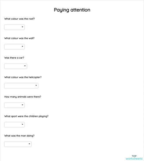 Paying attention. Interactive worksheet | TopWorksheets