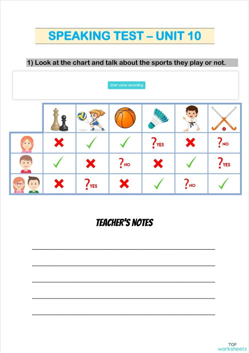 Unit 10 - SPEAKING. Interactive worksheet | TopWorksheets
