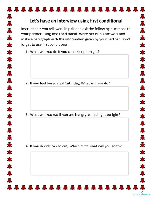 Have an interview with first conditional. Interactive worksheet | TopWorksheets