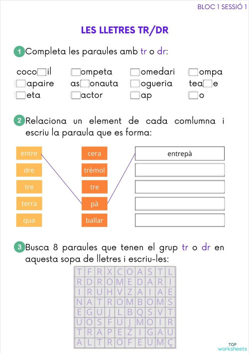 B1 S1 - TR/DR. Fitxa interactiva | TopWorksheets