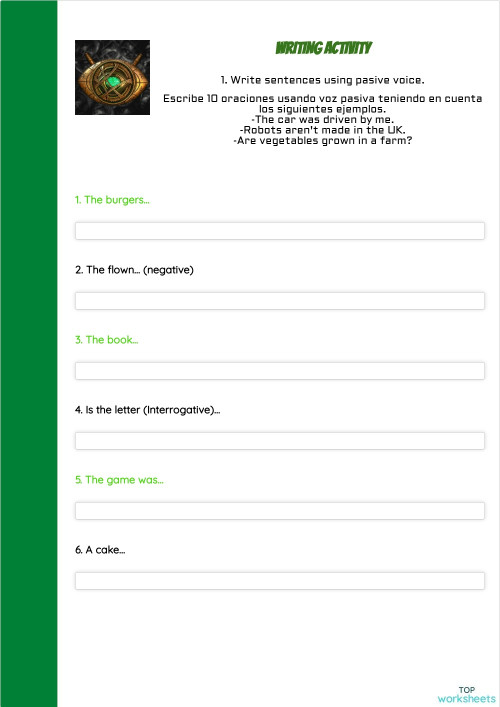 WRITING ACTIVITY. Ficha interactiva | TopWorksheets
