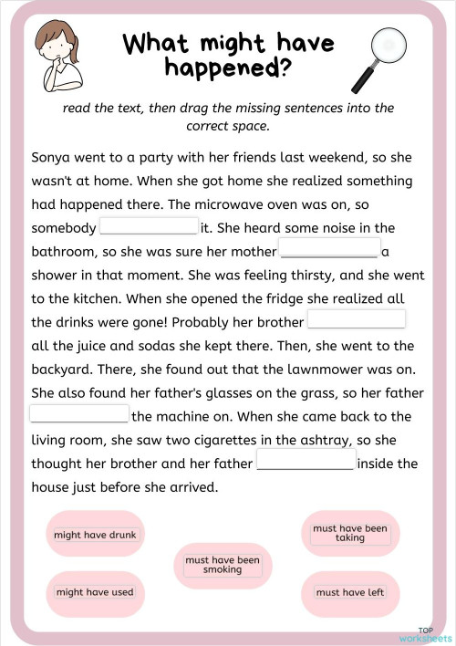 What migth have happened reading. Interactive worksheet | TopWorksheets
