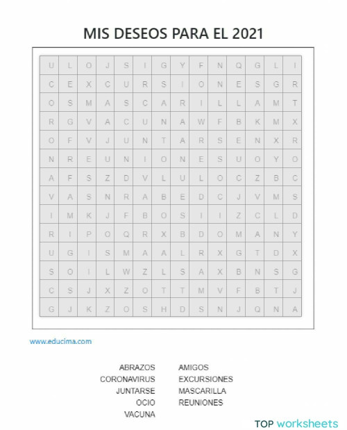 Deseos 2021. Ficha interactiva | TopWorksheets