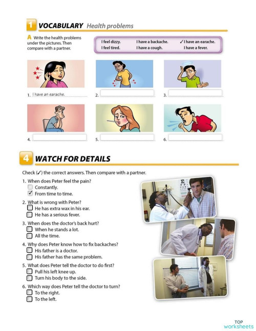 Unit 12. Where does it hurt?. Interactive worksheet | TopWorksheets