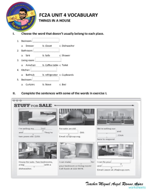 THINGS IN A HOUSE. Interactive worksheet | TopWorksheets