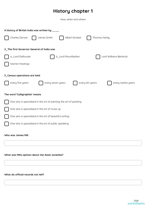 History chapter 1. Interactive worksheet | TopWorksheets