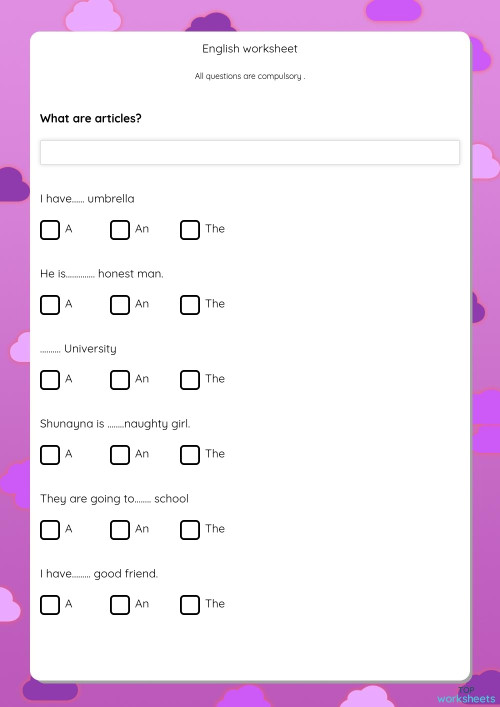 English worksheet. Interactive worksheet | TopWorksheets