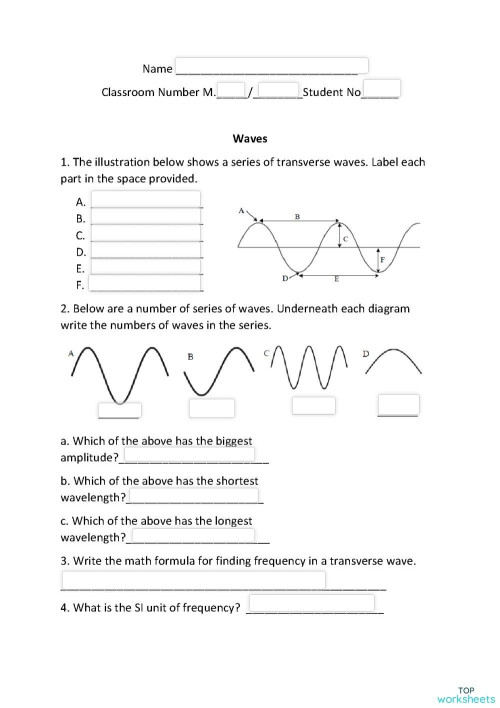 Waves and Electromagnetic Waves. Interactive worksheet | TopWorksheets