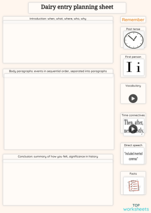 Diary planning sheet. Interactive worksheet | TopWorksheets