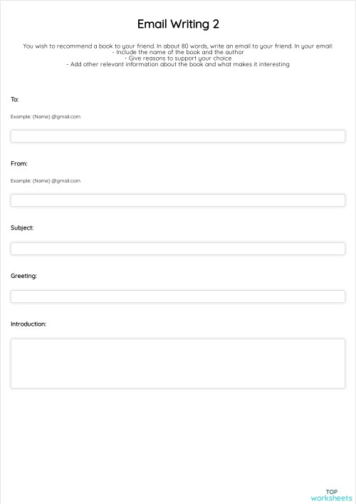 Email Writing 2. Interactive worksheet | TopWorksheets