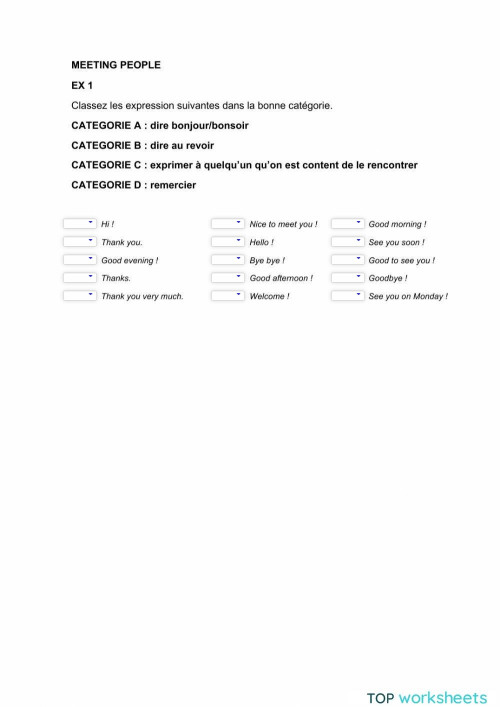 Meeting people ex1. Interactive worksheet | TopWorksheets