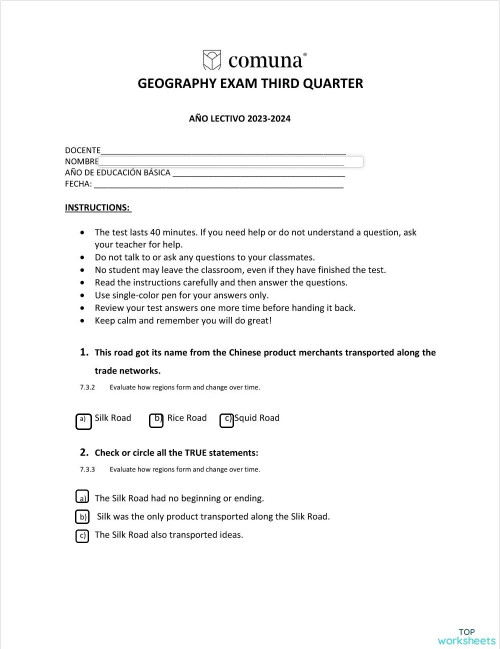 GEO 8TH GRADE. Interactive worksheet | TopWorksheets