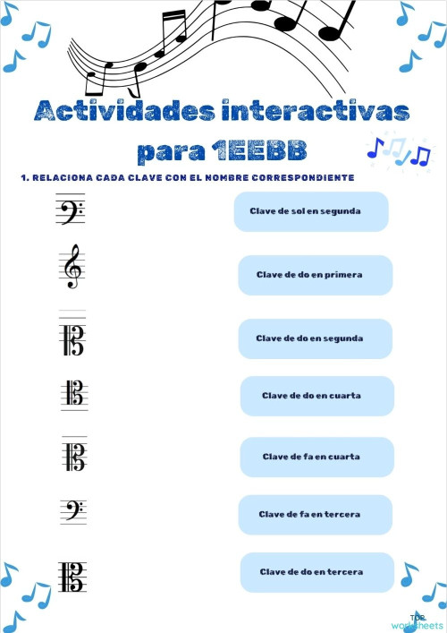 Música: fichas interactivas y ejercicios online | TopWorksheets