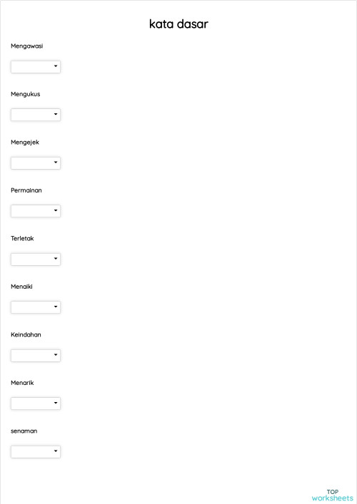 kata dasar. Interactive worksheet | TopWorksheets