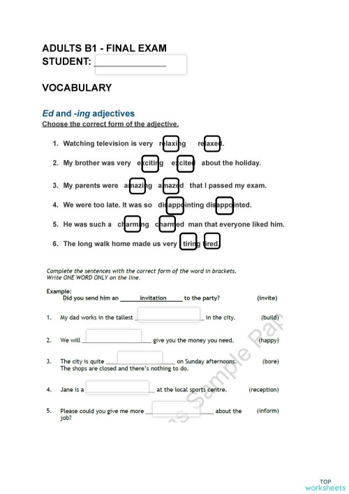 Adults B1 Final Exam 2022. Interactive worksheet | TopWorksheets
