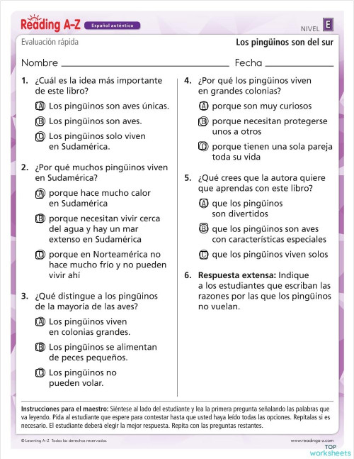 Los pingùinos son del sur.. Ficha interactiva | TopWorksheets