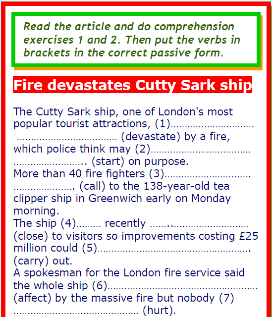 Reading: PASSIVE VOICE. Interactive worksheet | TopWorksheets