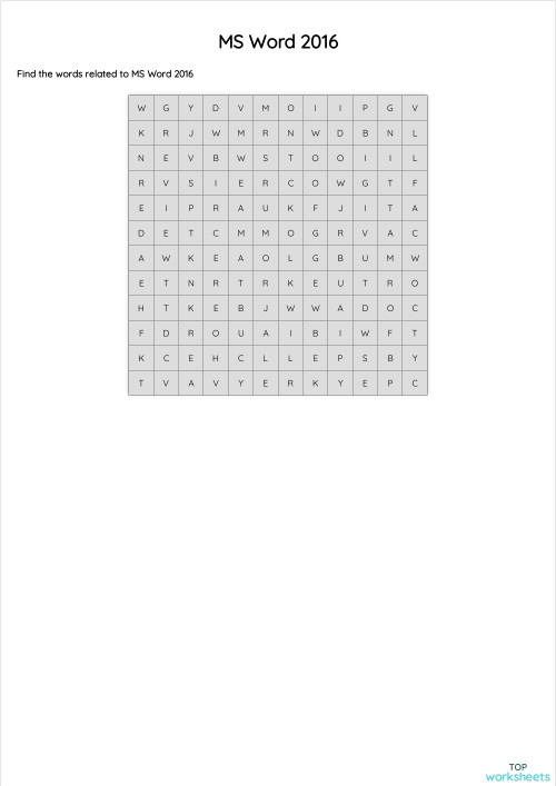 MS Word 2016. Interactive worksheet | TopWorksheets