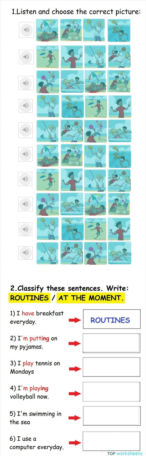 Tiger 3 - Unit 6 - Beach. Interactive worksheet | TopWorksheets