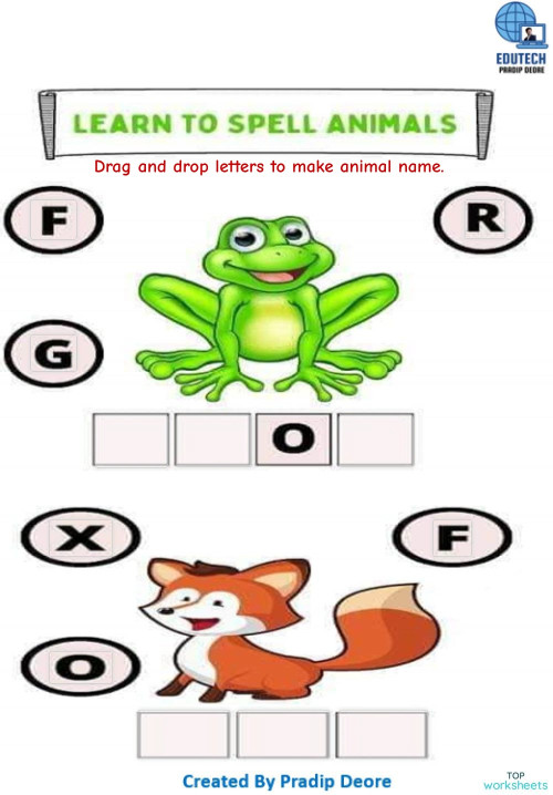 Drag the letters and make the name.. Interactive worksheet | TopWorksheets