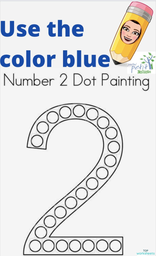 COLOR THE DOTS BLUE. Interactive worksheet | TopWorksheets